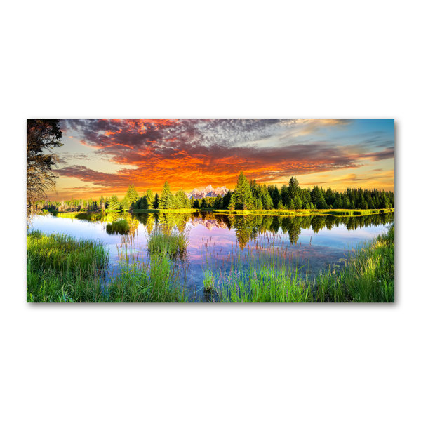 Union Rustic Fluss im Wald - Ungerahmte Kunstdrucke auf Leinwand | Wayfair.de